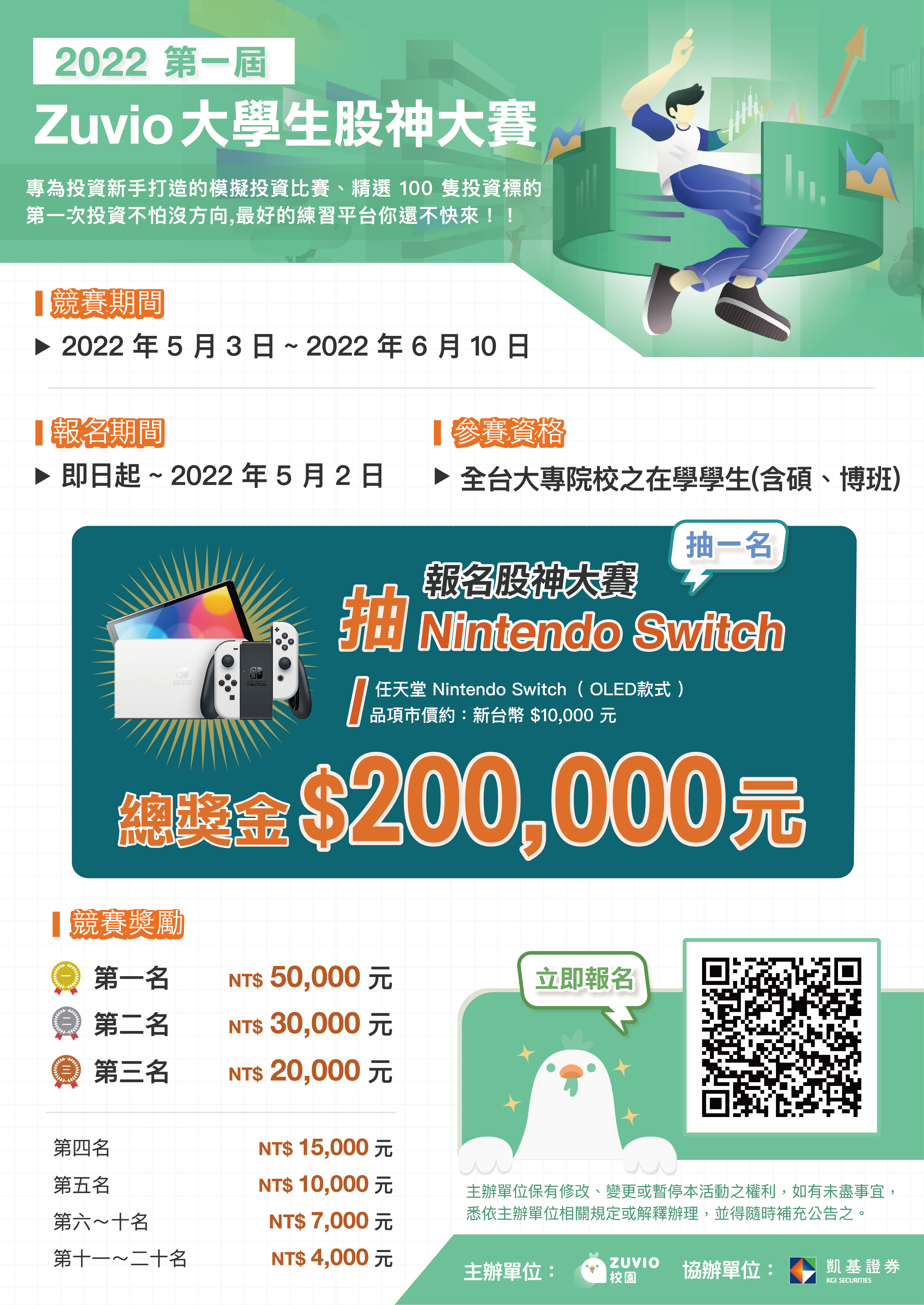 Zuvio 2022大學生股神大賽現正開放報名至111/5/2止